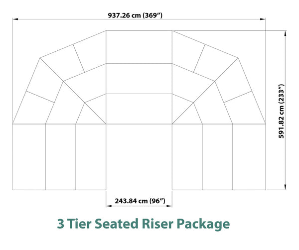 3 Tier Seated Riser System - 31' Long (Fits 57 to 69 Chairs ...